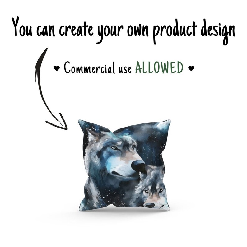 Dreamy Wolf Digital Paper Set, Magical Wolf Seamless Pattern, Night Dog ...