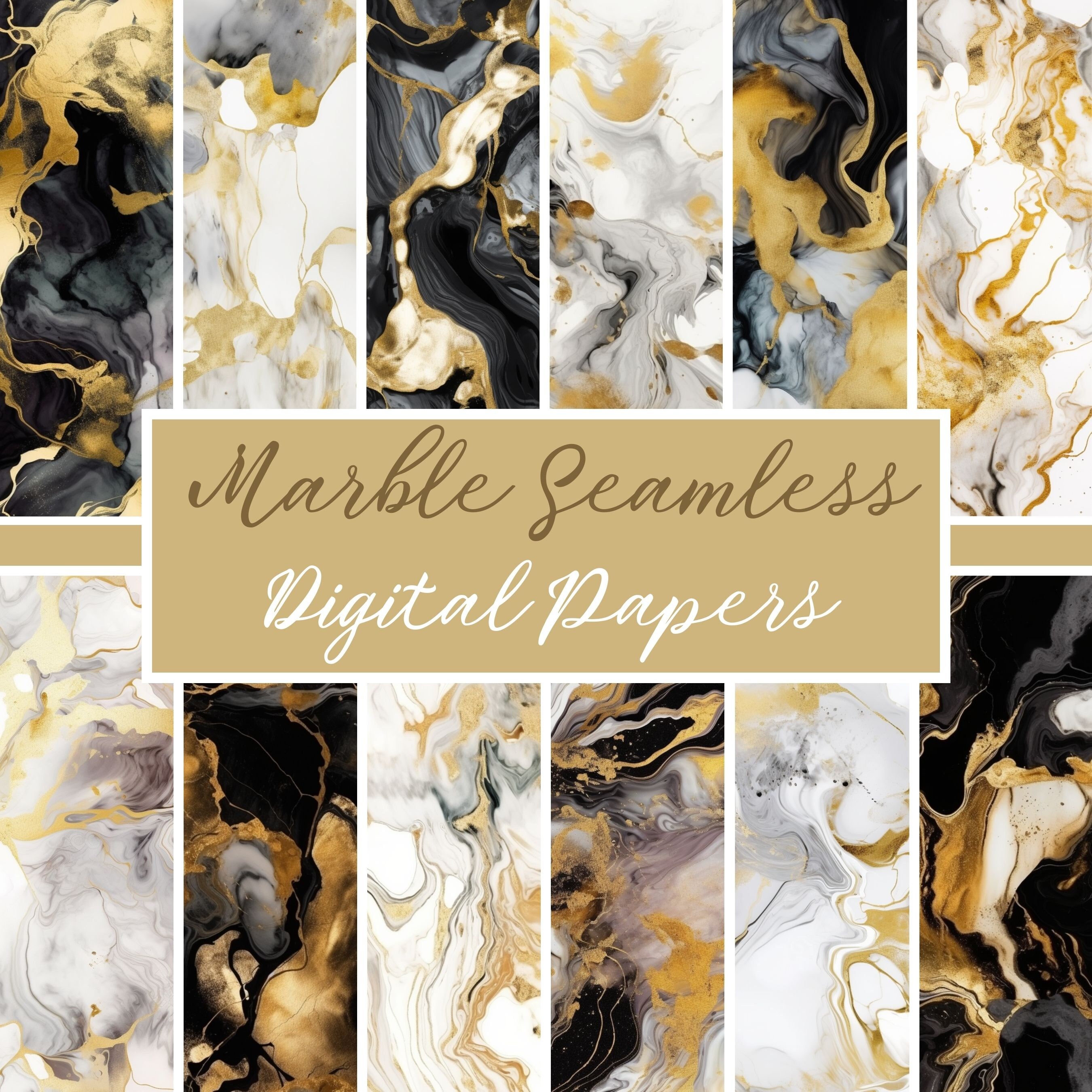 Marble Digital Paper Set, Marble Seamless Pattern, Printable Paper Set ...