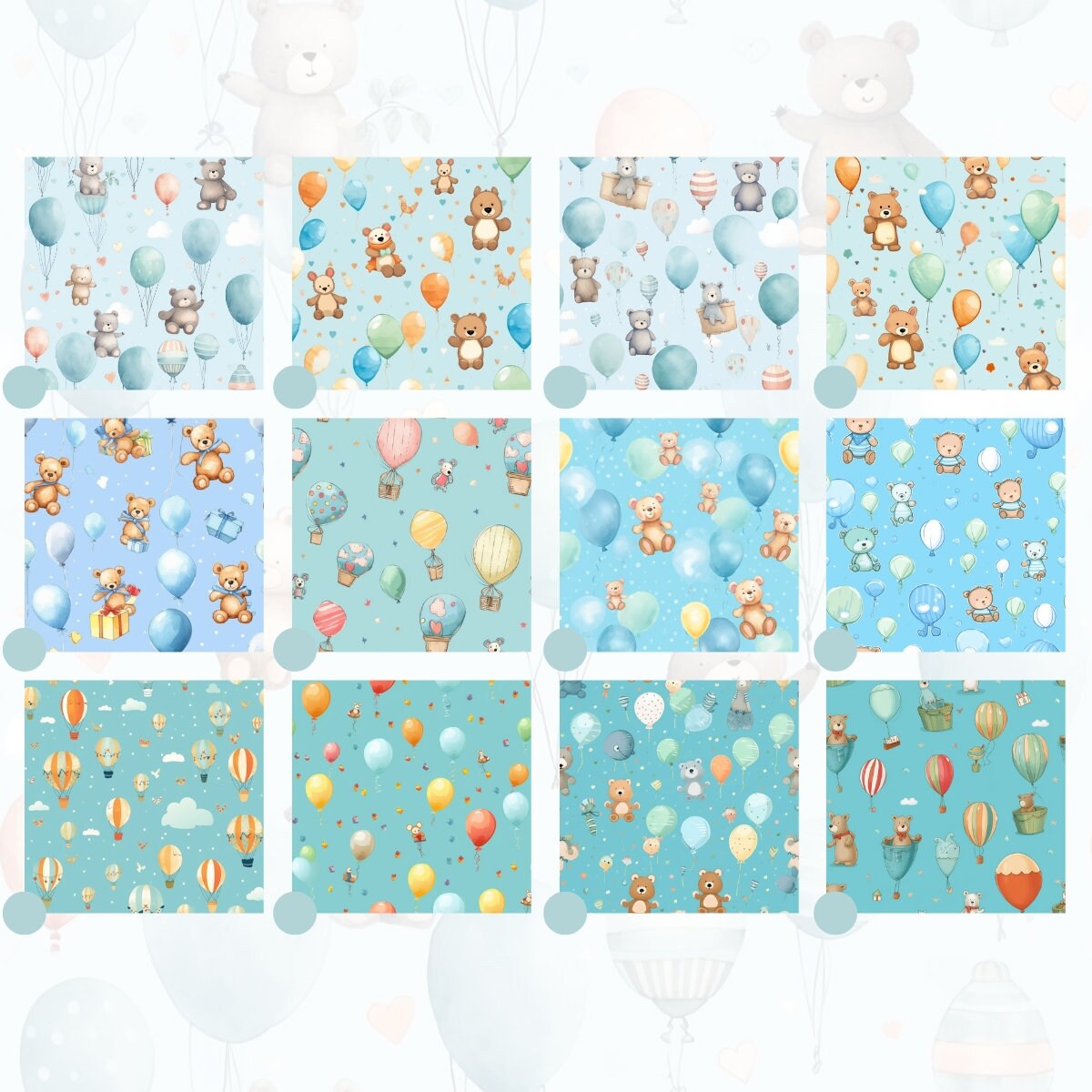 Nursery Baby Boy Digital Paper Set, Baby Boy Seamless Pattern, Nursery ...