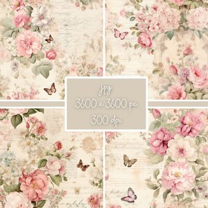 Shabby Chic Seamless Pattern Set, Vintage Flowers Scrapbook Paper ...