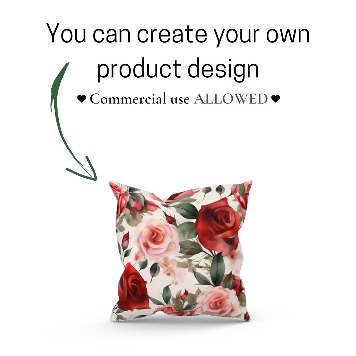 Watercolor Red Roses Digital Paper Set, Red Roses Seamless Pattern ...