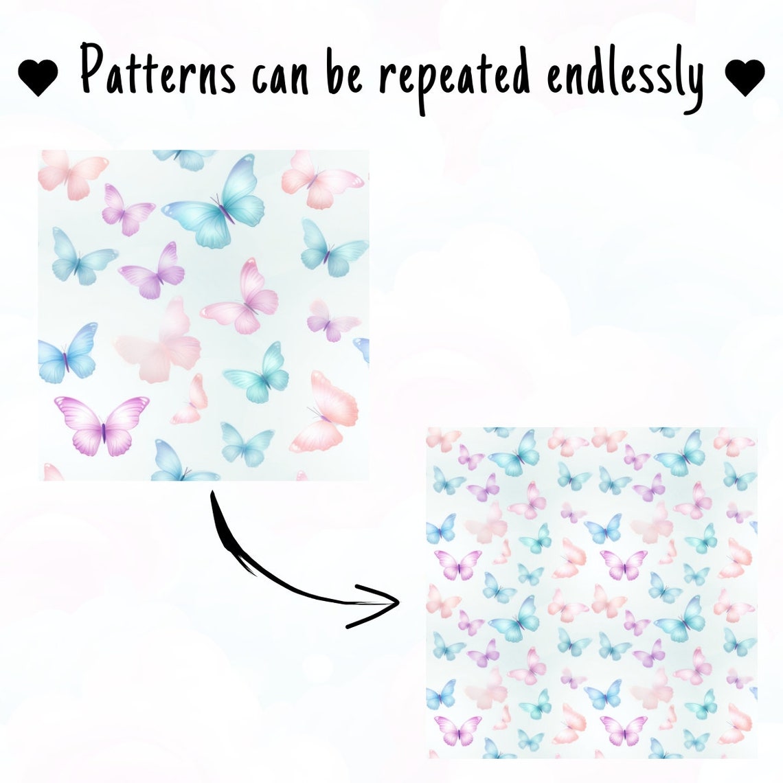 Pastel Butterflies Digital Paper Set, Watercolor Butterflies Seamless ...