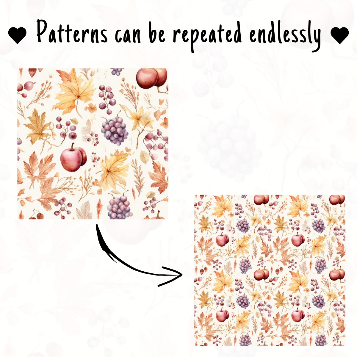 Vintage Fall Digital Paper Set, Leaf Greenery Seamless Patterns ...