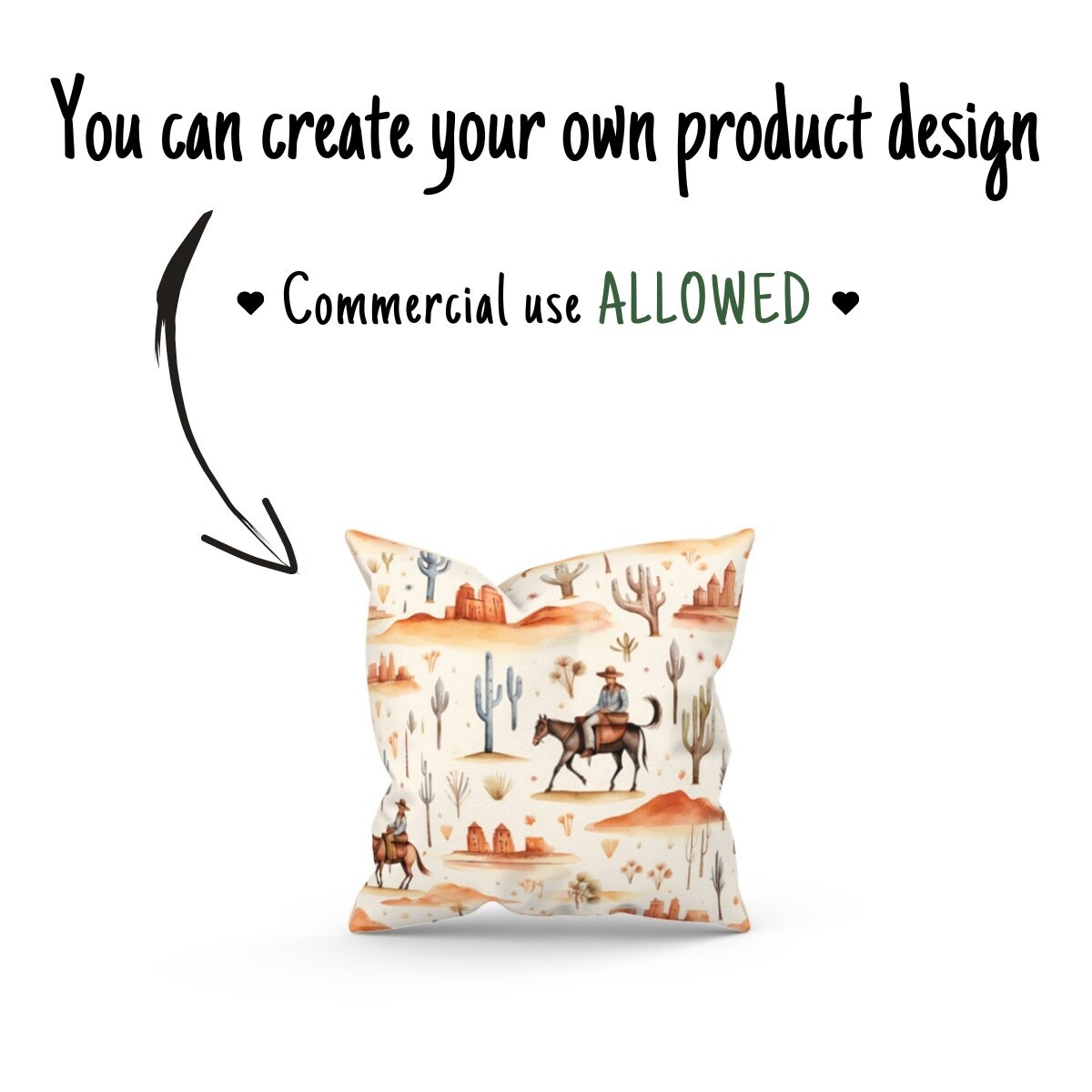 Watercolor Cactus Digital Paper Set, Western Seamless Pattern, Horse ...