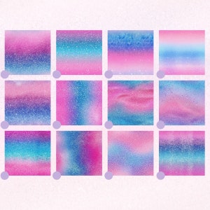 Ombre Glitter Digital Paper Set, Mermaid Glitter Seamless Pattern ...
