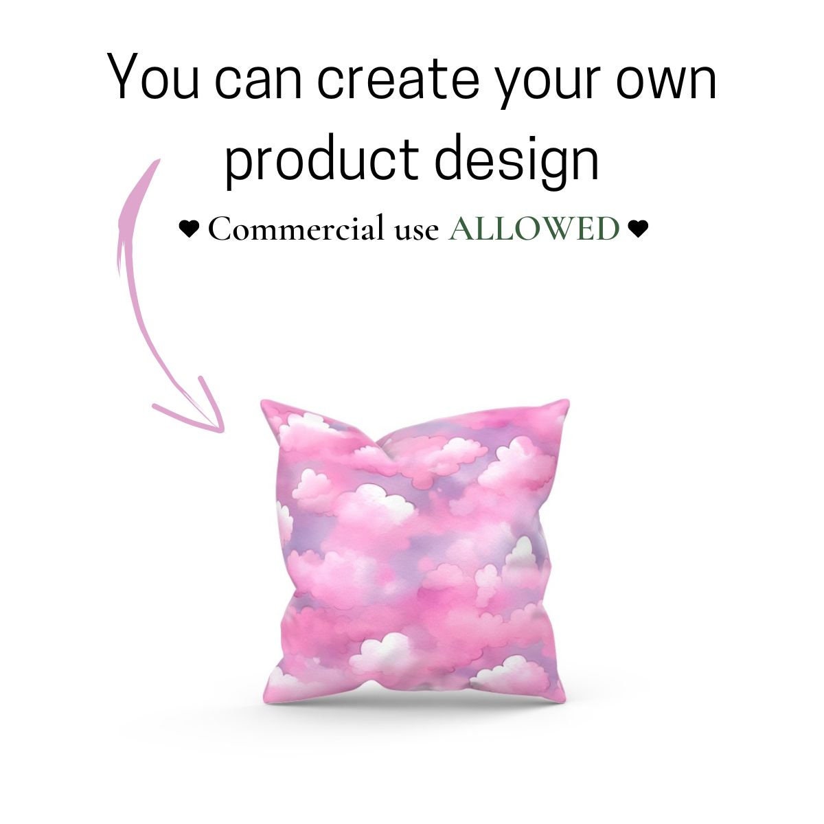 Watercolor Pink Clouds Digital Paper Set, Soft Sky Seamless Pattern ...