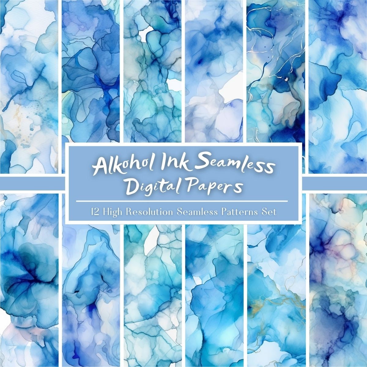 Blue Alcohol Ink Digital Paper, Alkohol Ink Seamless Pattern, Glitter ...