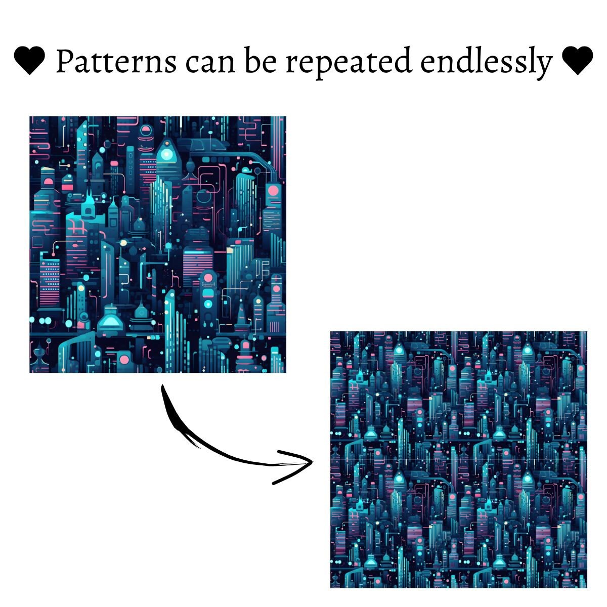 Futuristic City Digital Paper Set, City Seamless Pattern, Cityscapes ...