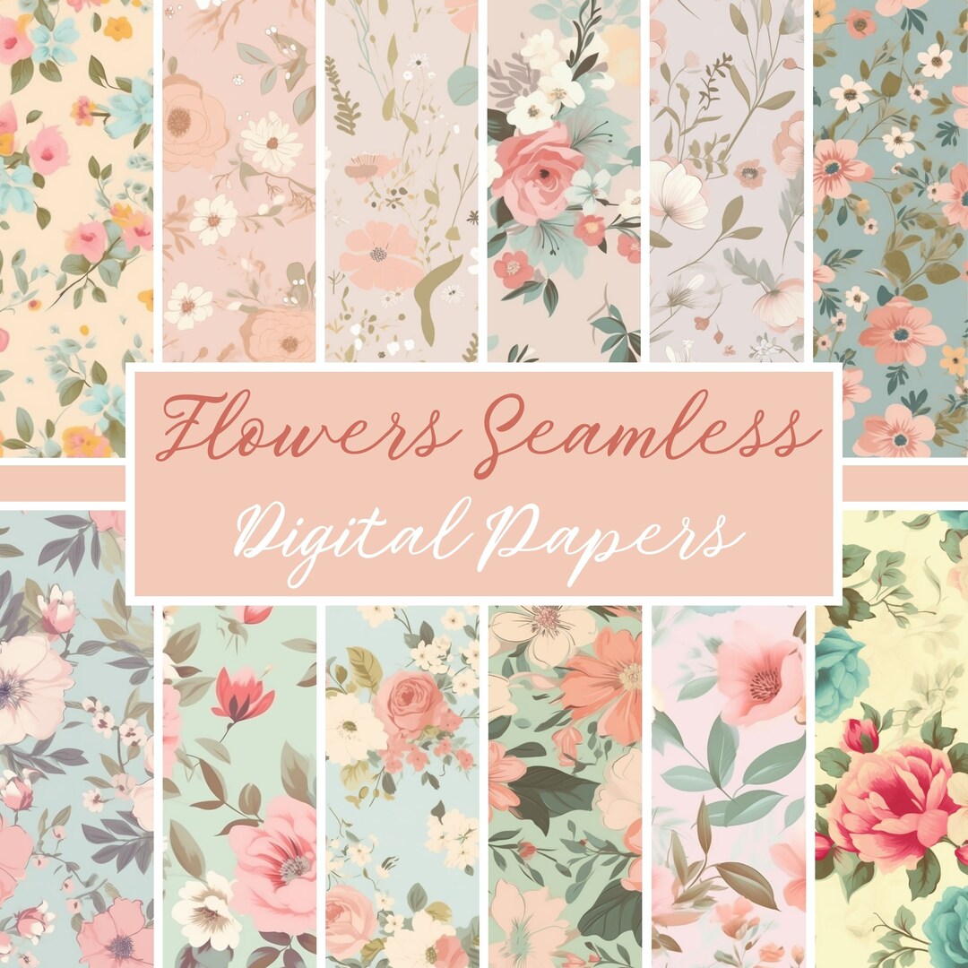 Soft Floral Digital Paper, Flowers Seamless Pattern, Printable Paper ...