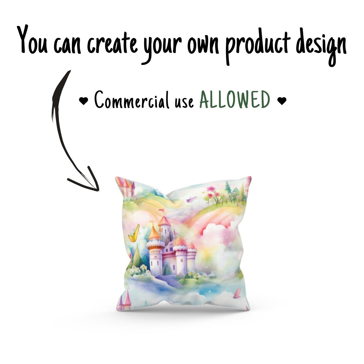 Rainbow Fairytale Digital Paper Set, Colorful Castle Seamless Pattern ...