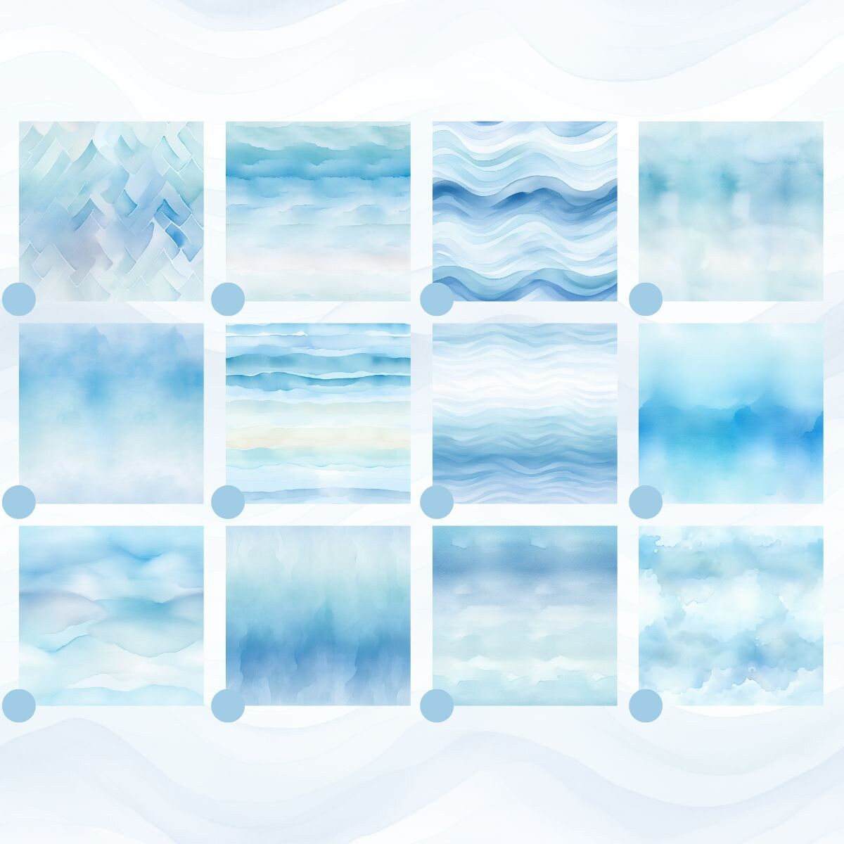 Watercolor Blue Ombre Digital Paper Set, Soft Blue Ombre Seamless ...
