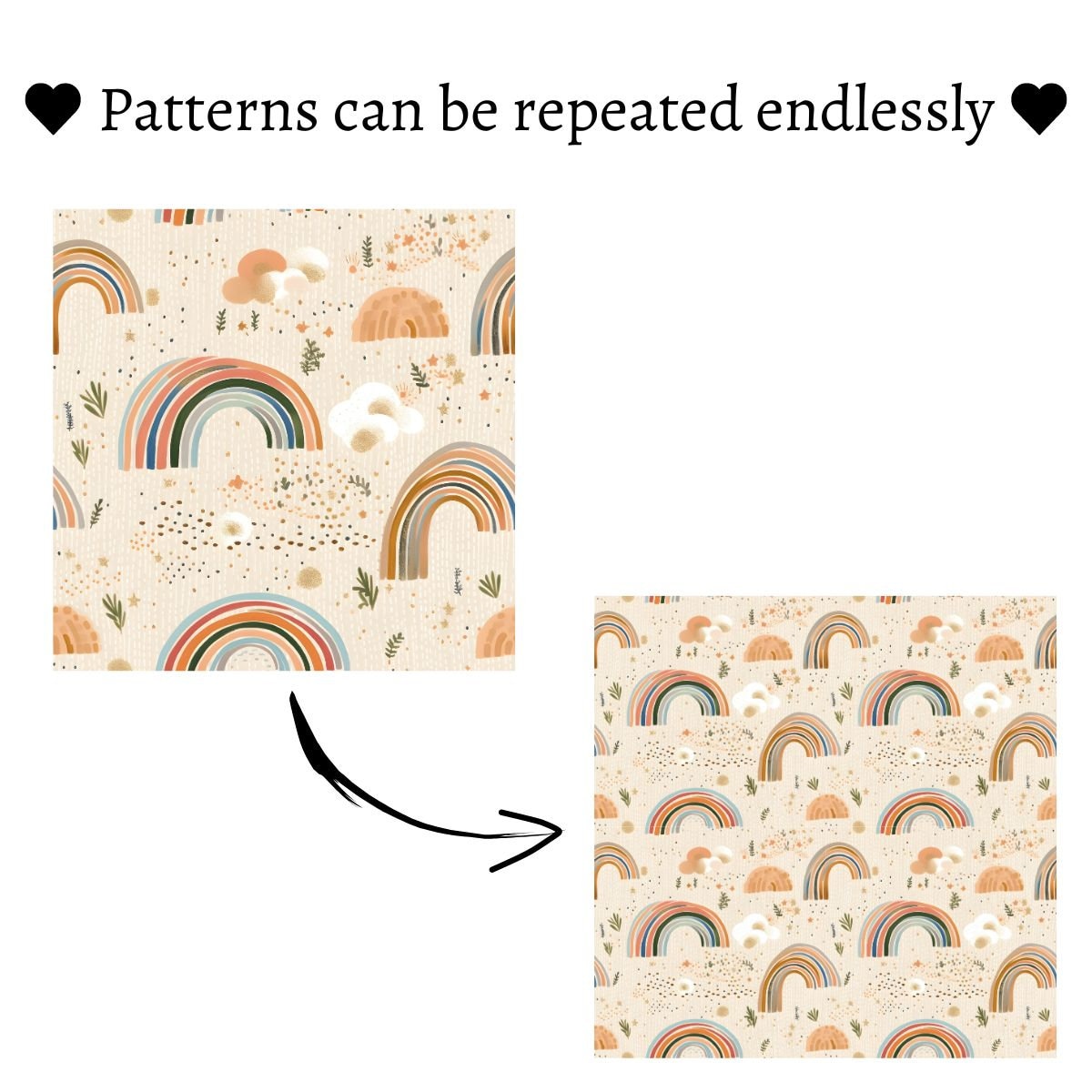 Boho Rainbow Digital Paper Set Boho Rainbow Seamless Pattern - Etsy