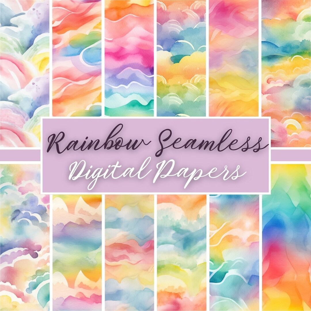 Watercolor Rainbow Digital Paper, Pastel Rainbow Pattern, Seamless ...