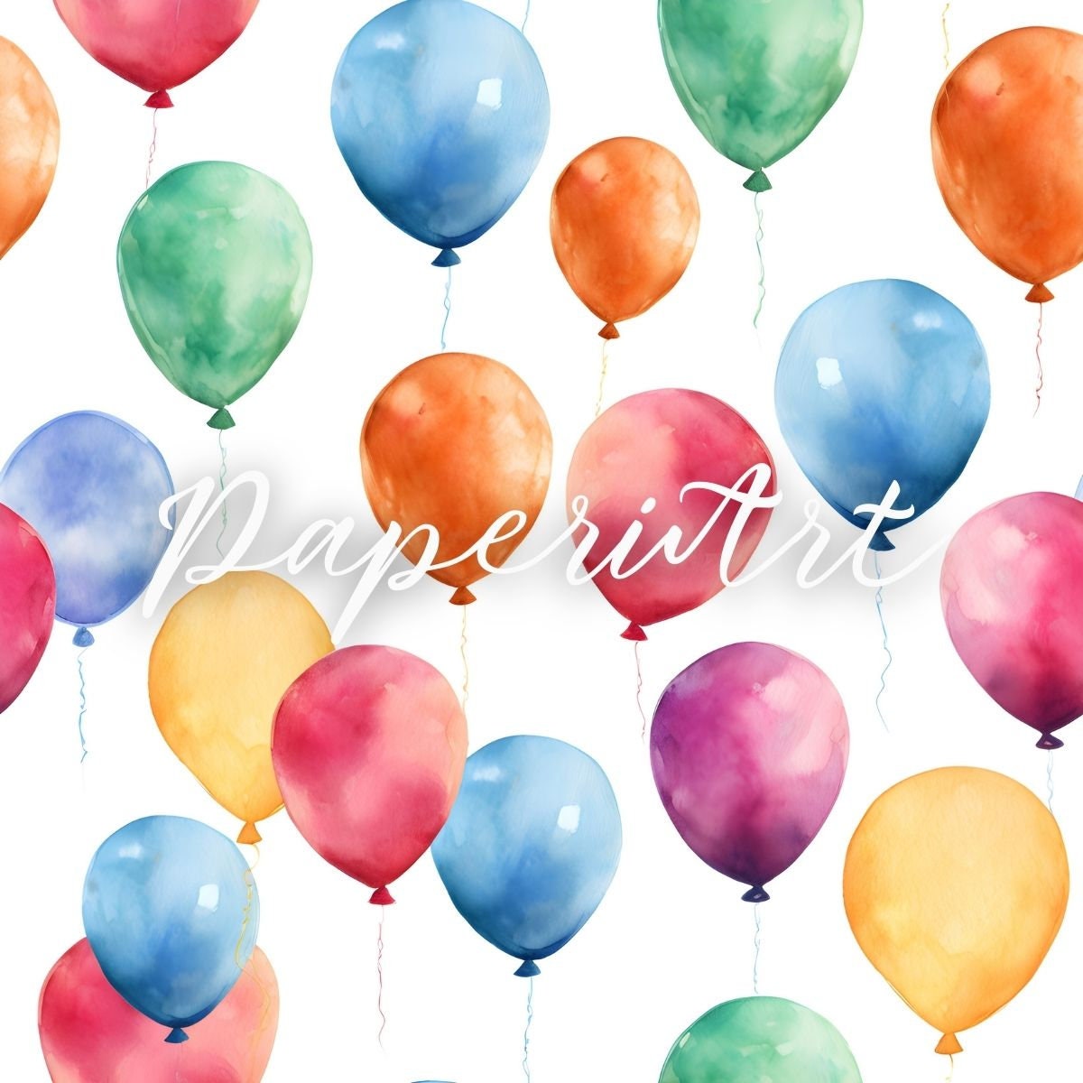 Watercolor Party Balloons Digital Paper Set, Party Balloons Seamless ...