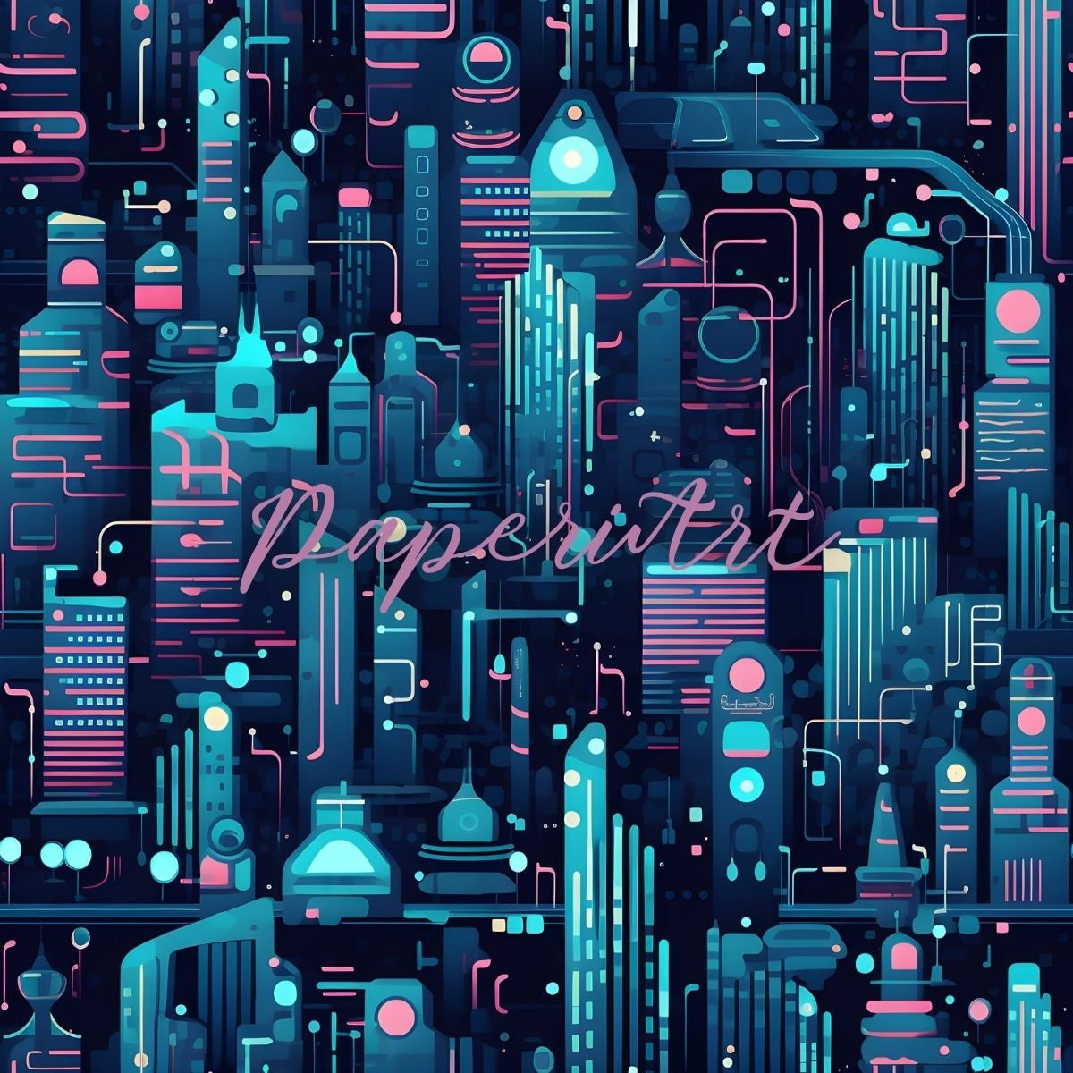 Futuristic City Digital Paper Set, City Seamless Pattern, Cityscapes ...