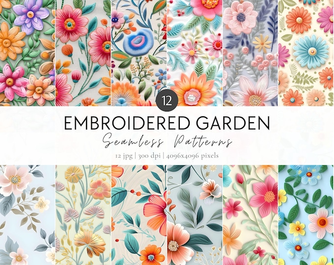 Seamless Floral Background Pattern Machine Embroidery Design - Etsy Canada