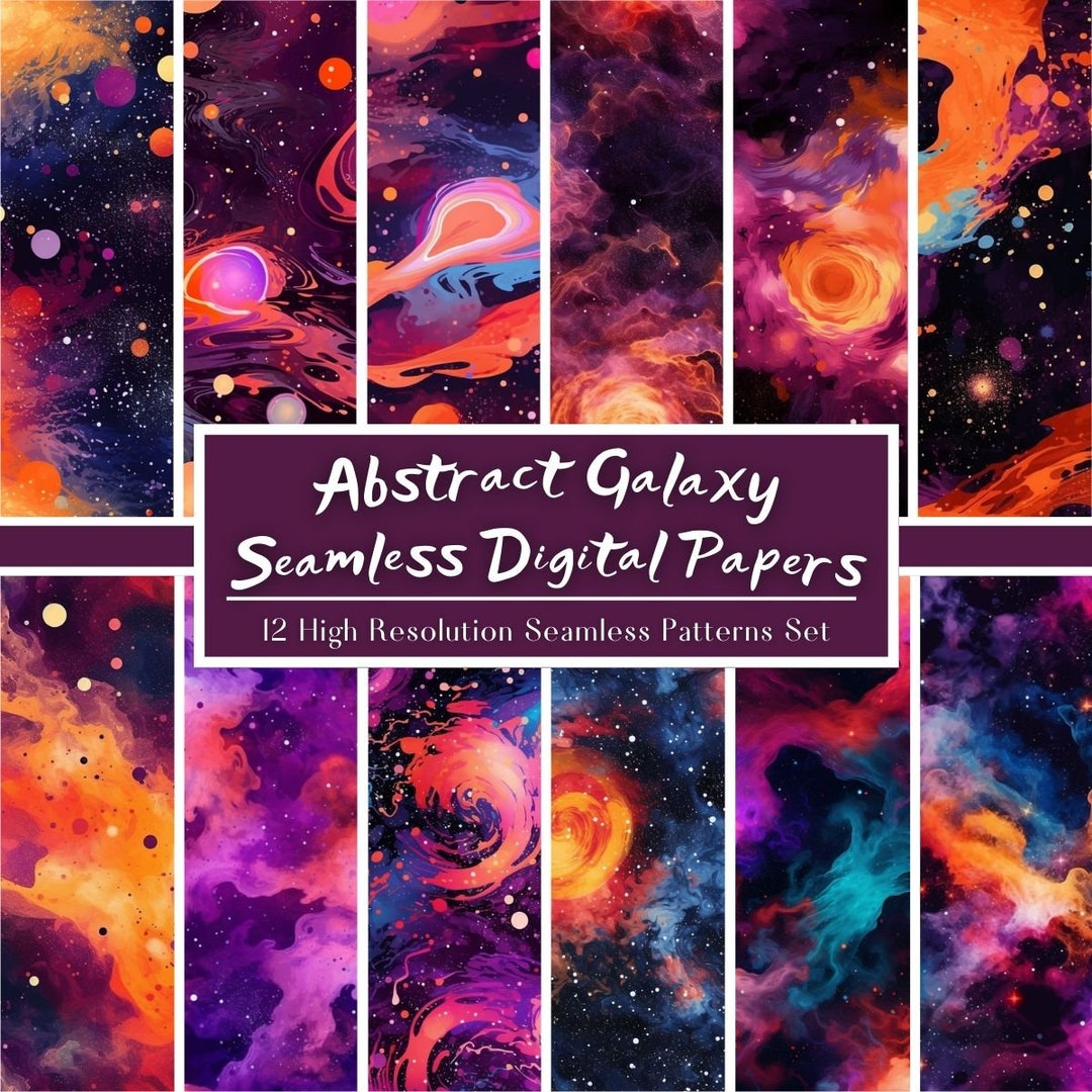 Abstract Galaxy Digital Paper Set, Abstract Galaxy Seamless Pattern ...