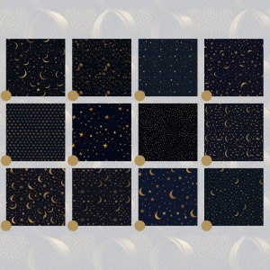 Gold Stars Digital Paper Set, Gold Stars Seamless Pattern, Crapbook ...
