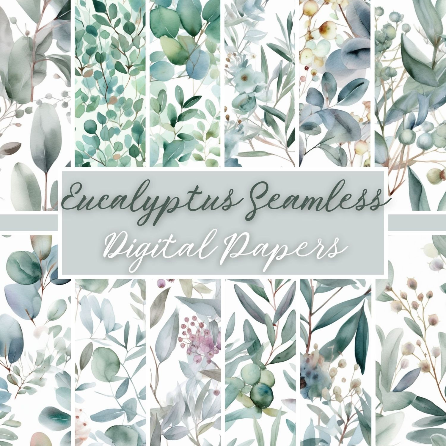 Watercolor Eucalyptus Digital Papers Eucalyptus Seamless - Etsy UK