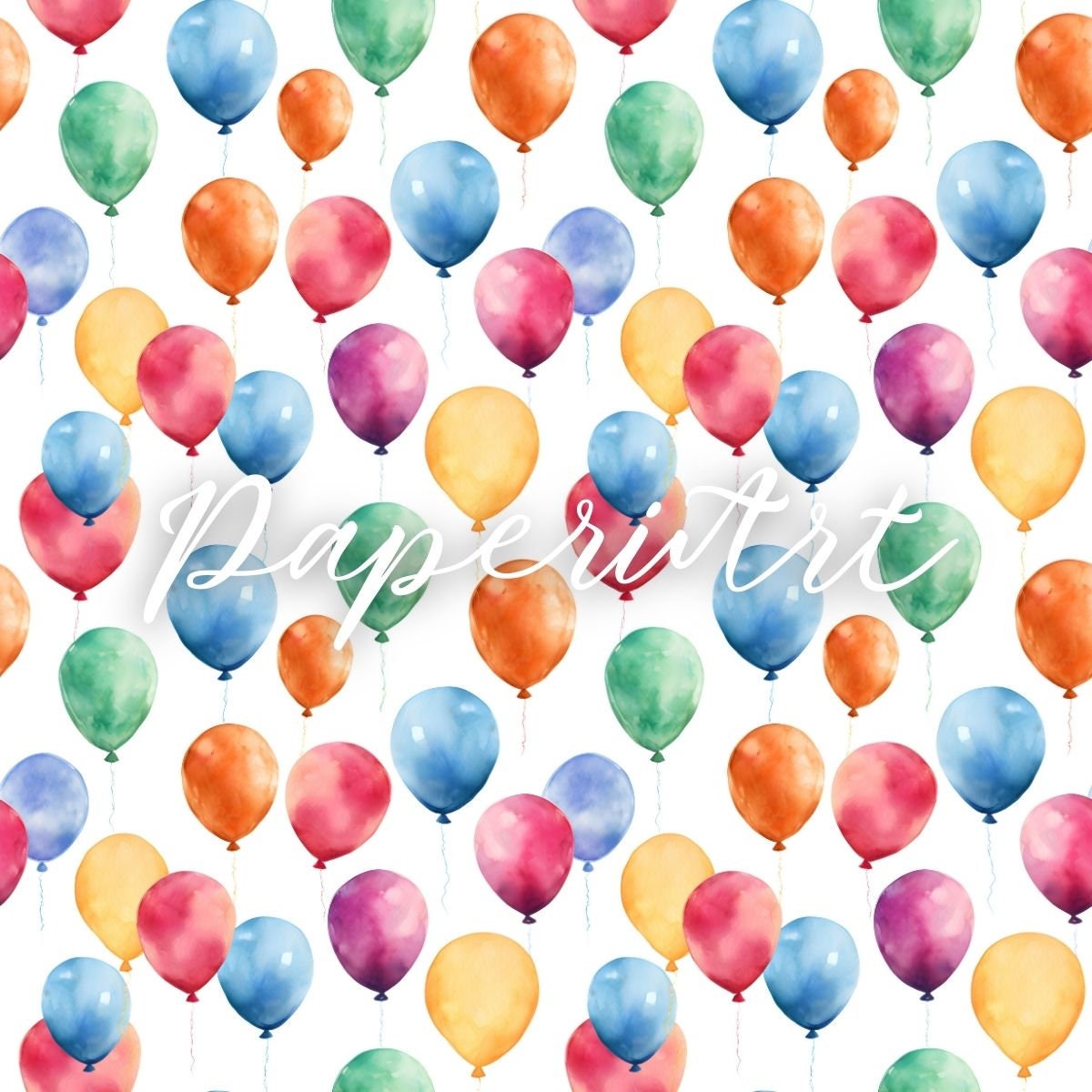 Watercolor Party Balloons Digital Paper Set, Party Balloons Seamless ...