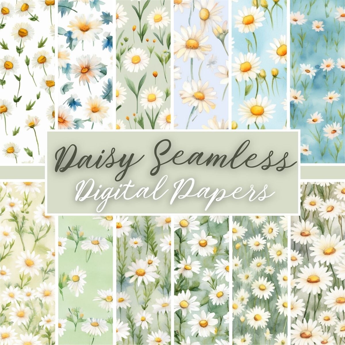 Daisy Floral Digital Paper Set Daisy Seamless Pattern - Etsy