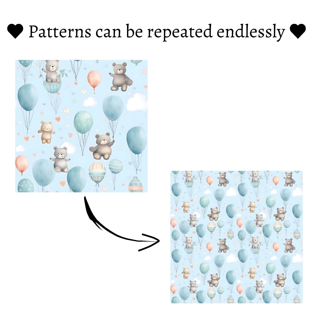 Nursery Baby Boy Digital Paper Set, Baby Boy Seamless Pattern, Nursery ...