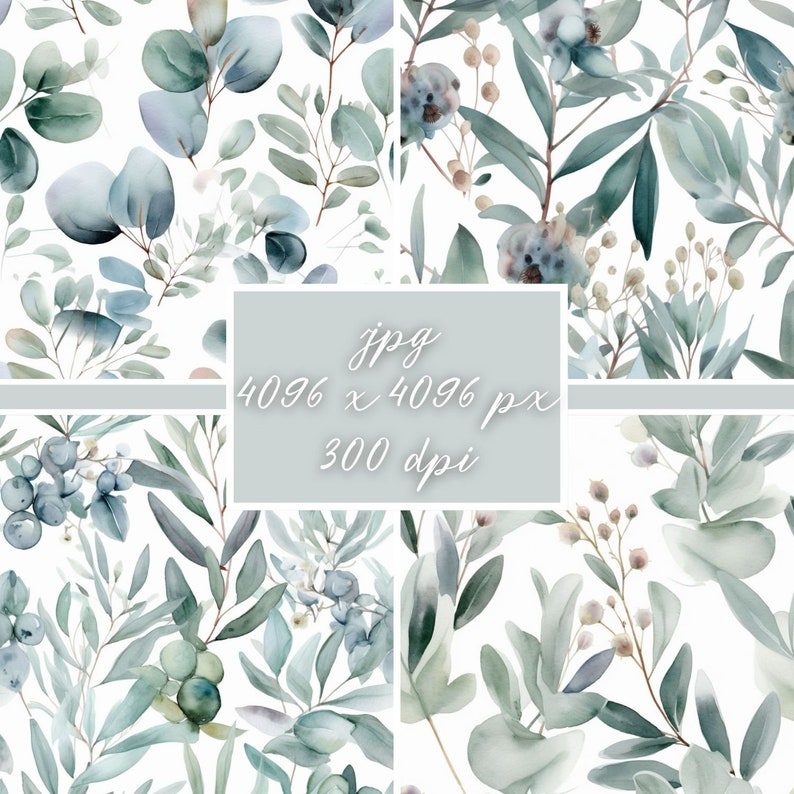 Watercolor Eucalyptus Digital Papers Eucalyptus Seamless - Etsy