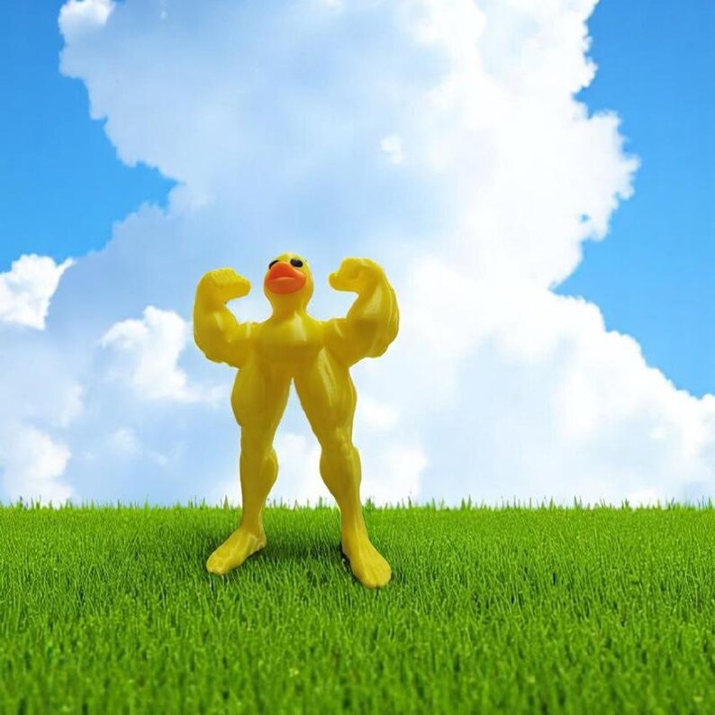 Buff Duck Miniature - Funny 3D Printed Muscular Rubber Duck Figure ...