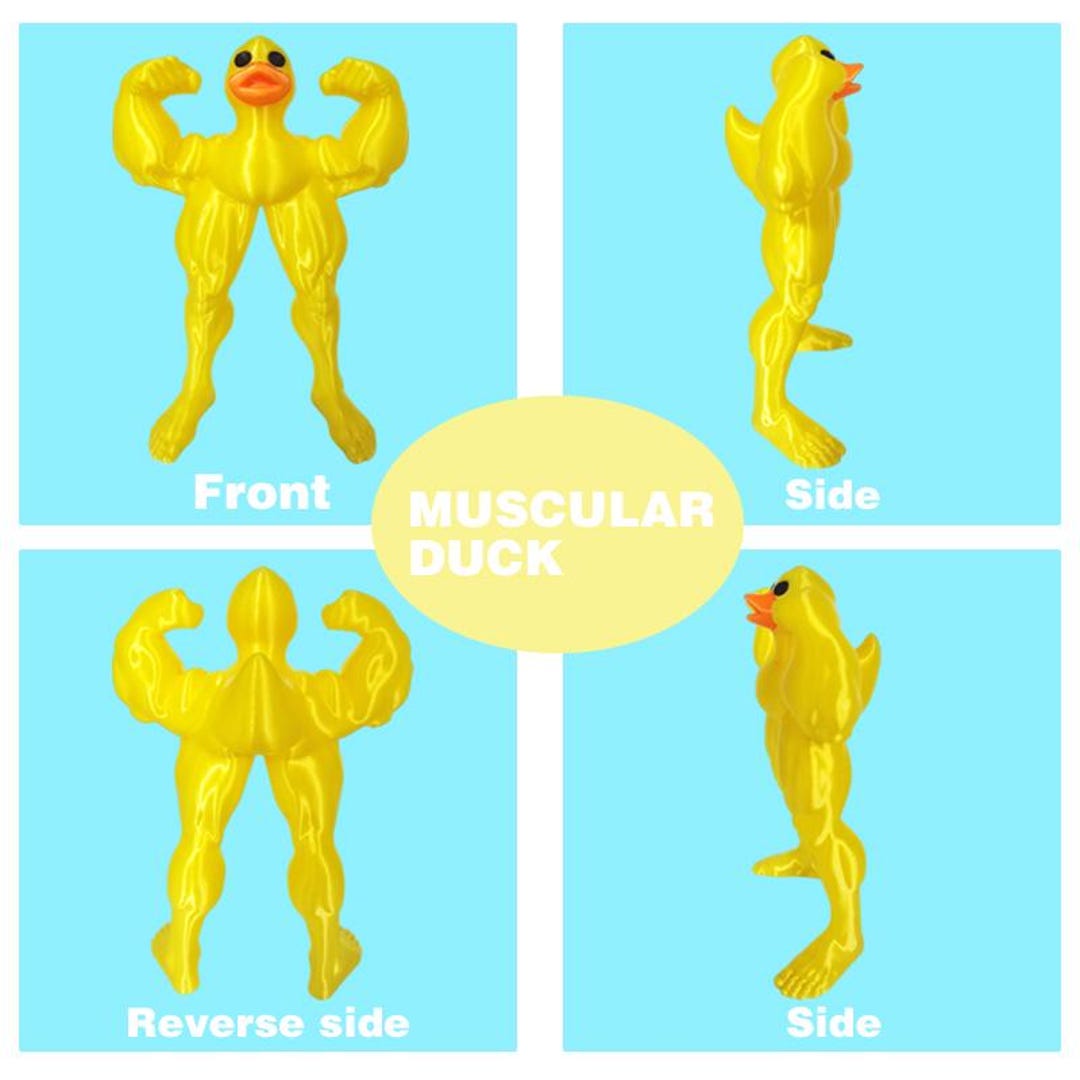 Buff Duck Miniature - Funny 3D Printed Muscular Rubber Duck Figure ...