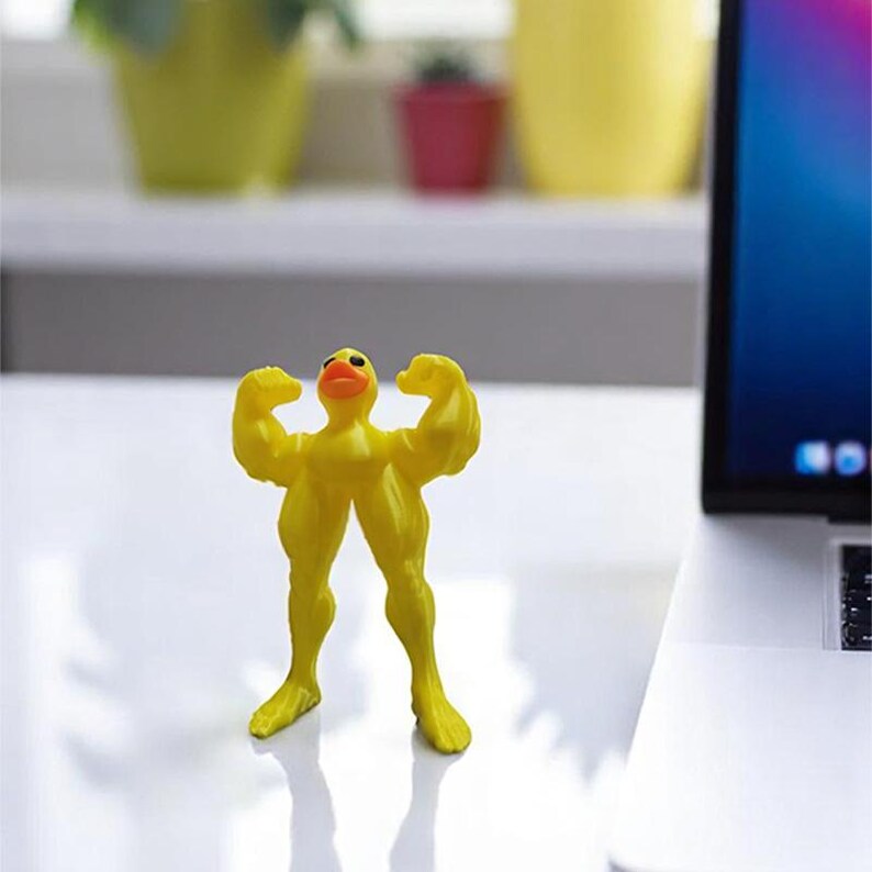 Buff Duck Miniature - Funny 3D Printed Muscular Rubber Duck Figure ...