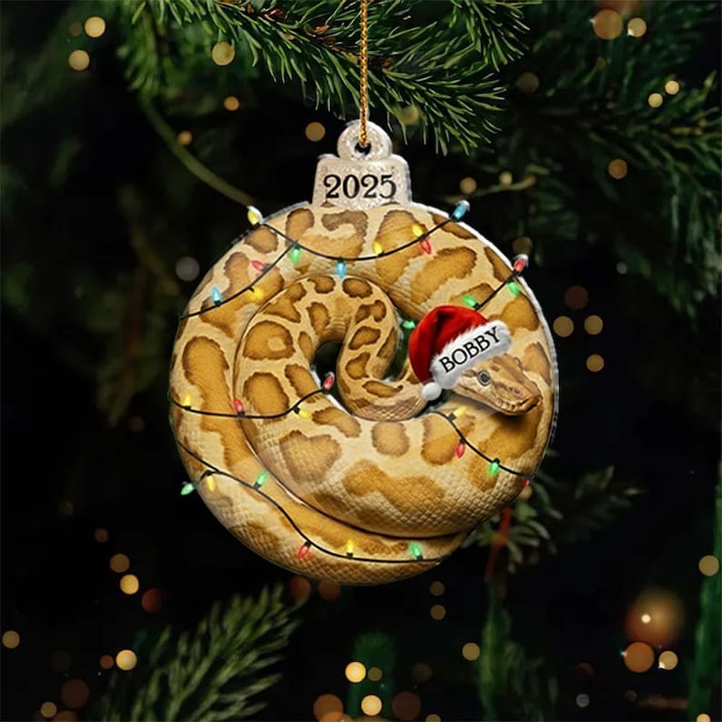 Custom Name Cute Ball Python Xmas Ornament, Christmas Tree Hanging ...