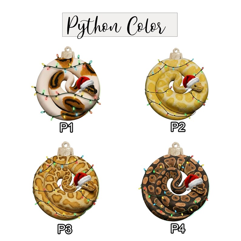 Custom Name Cute Ball Python Xmas Ornament, Christmas Tree Hanging ...