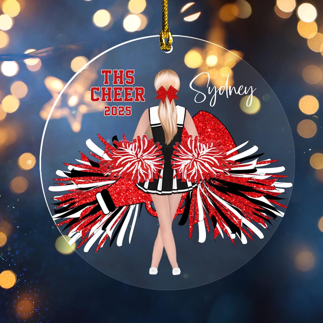 Personalized Cheerleader Girl Acrylic Ornament, Cheerleading Ornament ...