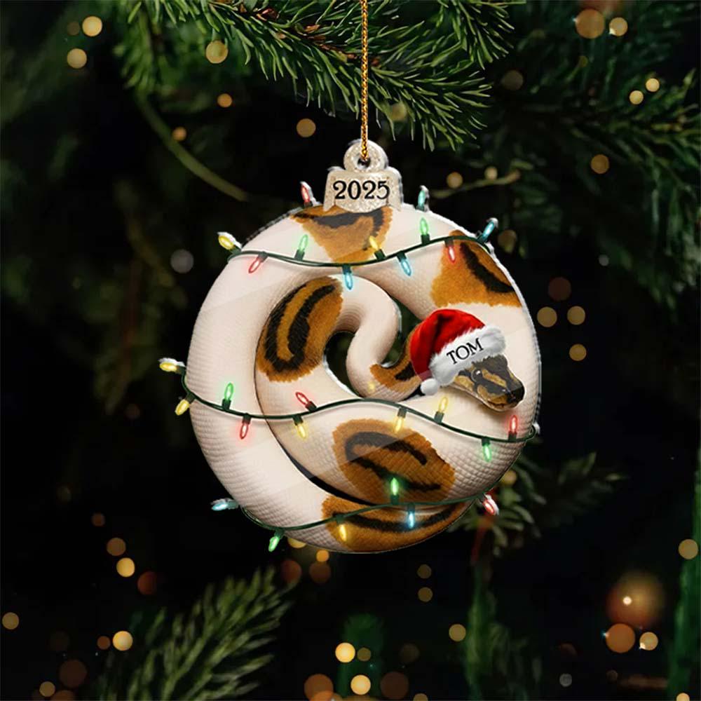 Custom Name Cute Ball Python Xmas Ornament, Christmas Tree Hanging ...