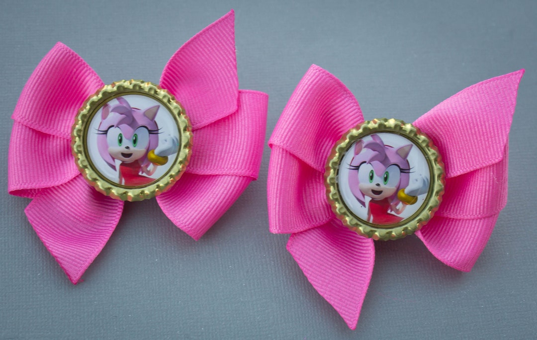 Amy Rose Sonic Bows, Set of 2 Sonic Bows, Sonic Hair Bows, Amy Rose ...