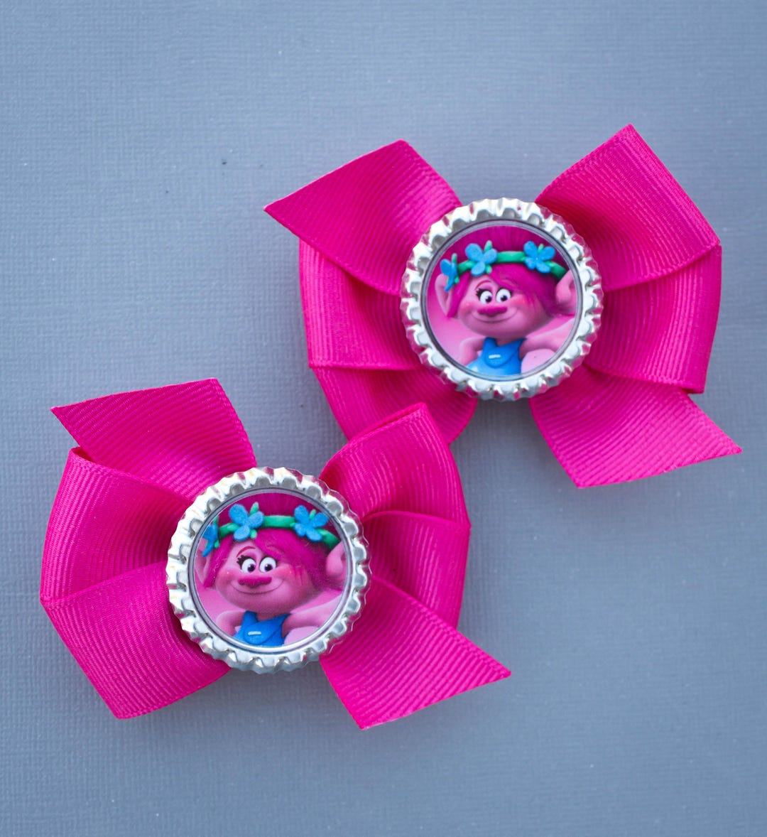 3" Toddler Sized POPPY Trolls Pigtail Bows, Poppy Hair Bows, Trolls ...