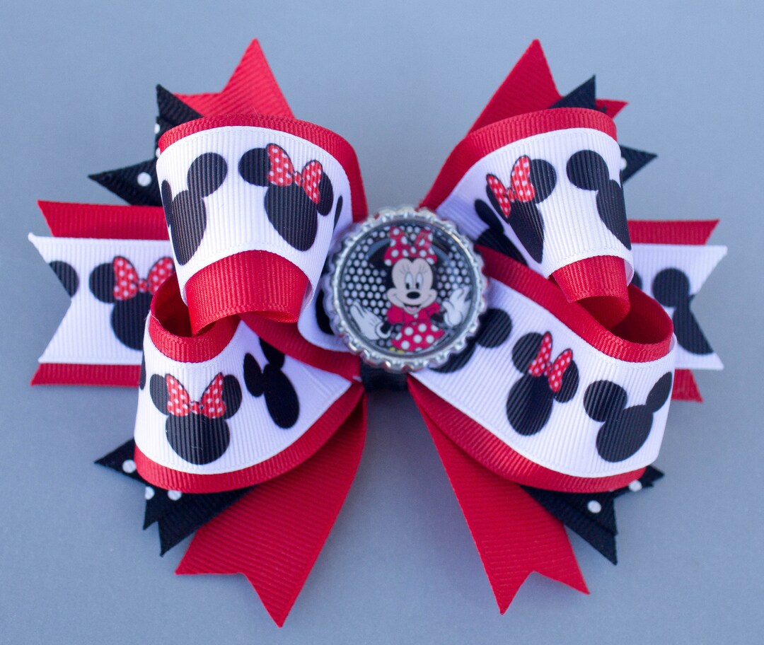 5 1/2" Minnie Mouse Bow, Minnie Mouse Hair Bow, Minnie Mouse Birthday ...