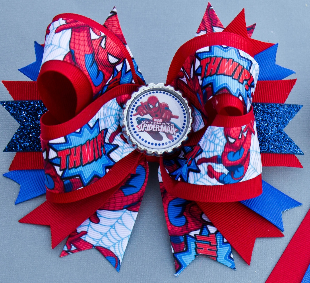 5 1/2" Spiderman Bow, Spiderman Hair Bow, Spiderman Birthday, Spiderman ...
