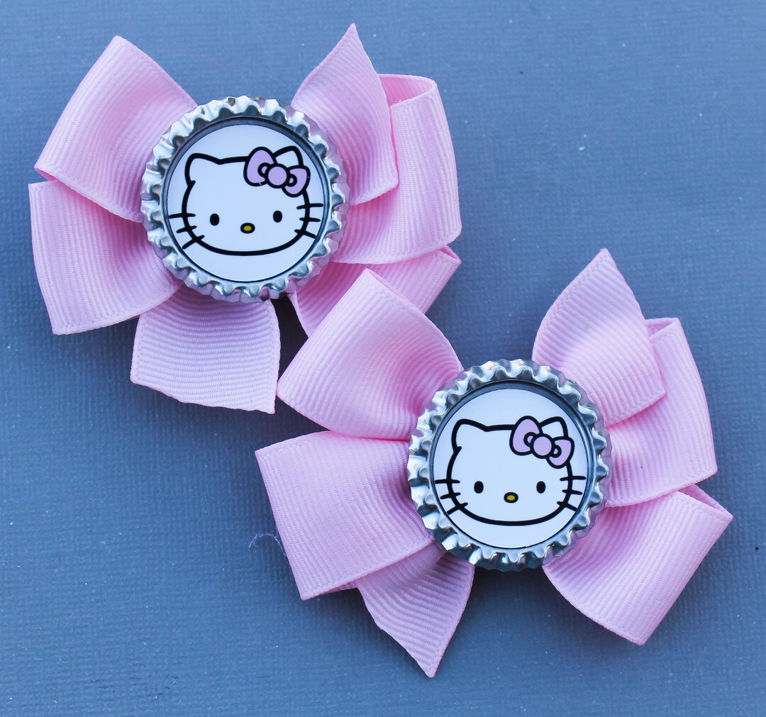 3" Hello Kitty Toddler Bows, Hello Kitty Pigtail Bows, Set of 2 Hello ...