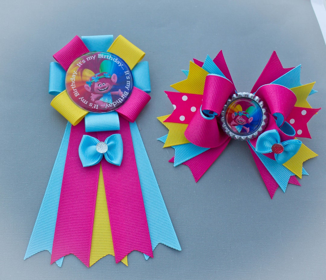 Trolls Bow and Pin Birthday Set, Poppy Bow and Pin Birthday Set, Poppy ...