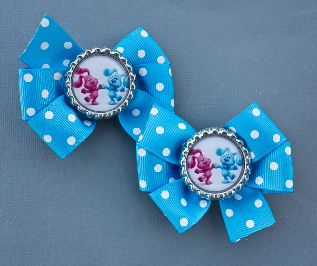 3 Toddler Sized Blues Clues Pigtail Bows, Set of 2 Blues Clues Bows ...