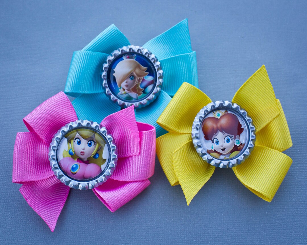 Super Mario Princess Bows, Toddler Sized 3" Bow Set, Set of 3 Super ...
