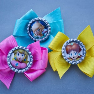 Super Mario Princess Bows, Toddler Sized 3" Bow Set, Set of 3 Super ...