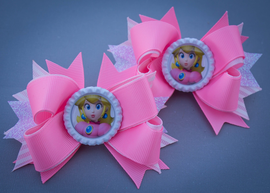 Set of 2 Princess Peach Pigtail Bows, Princess Peach Bows, Princess ...