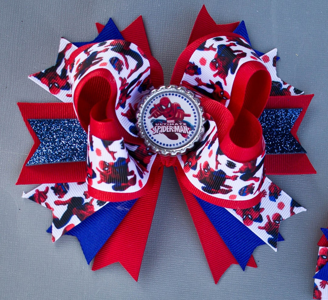 5 1/2" Spiderman Bow, Spiderman Hair Bow, Spiderman Party, Spiderman ...