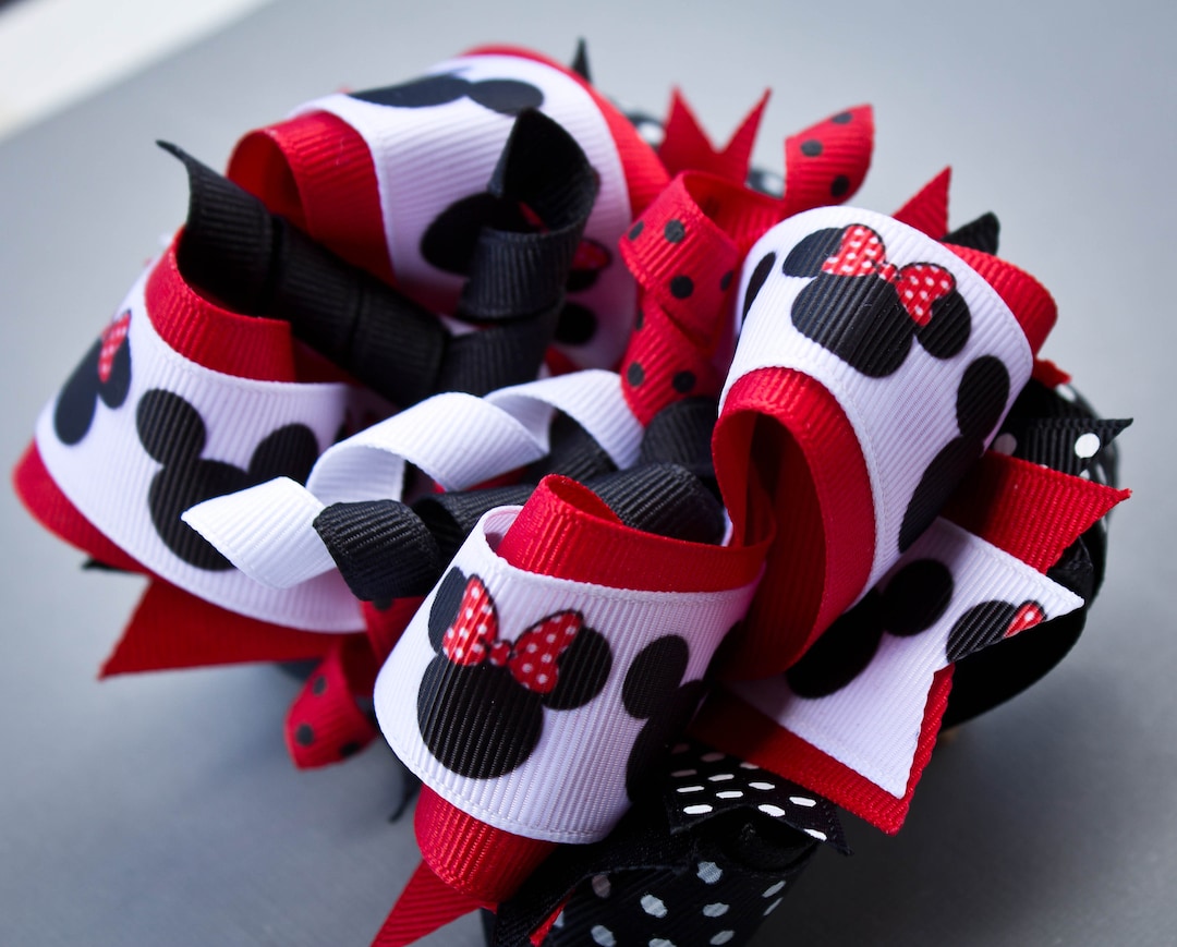 Minnie Mouse Hair Bow, Minnie Mouse Bow, Stacked Minnie Mouse Bow ...