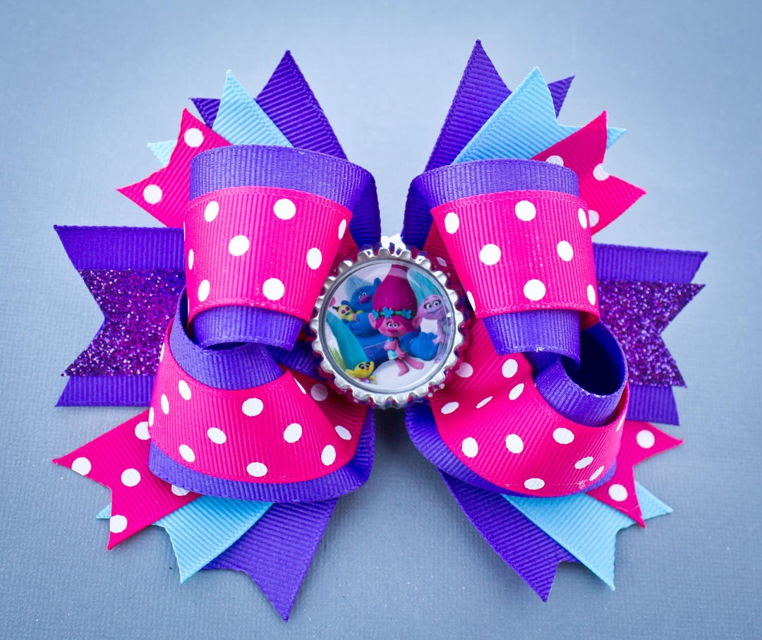 Trolls Bow, Trolls Hair Bow, Poppy Bow, Poppy Hair Bow, Trolls Birthday ...