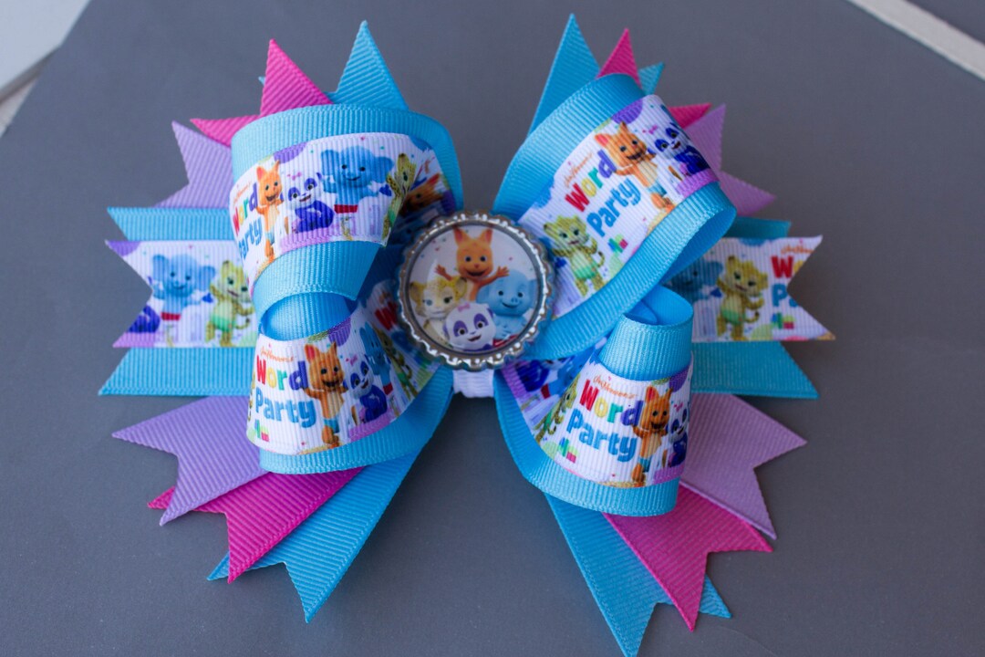 5 1/2" Word Party Bow, Word Party Hair Bow, Word Party Birthday, Word ...