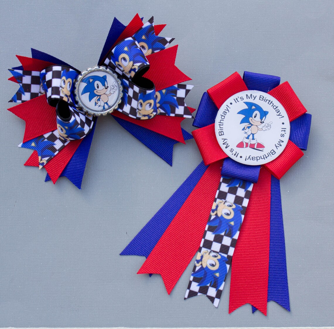5 1/2" Sonic Bow, Sonic Hair Bow, Sonic Party, Sonic Birthday, Sonic ...