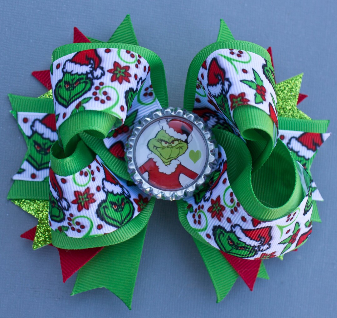 Grinch Bow, Christmas Bow, Christmas Hair Bow, Grinch Christmas Bow ...